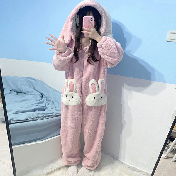 Cute Girl Rabbit One-Piece Pajamas HA1464 – hanaesbusiness